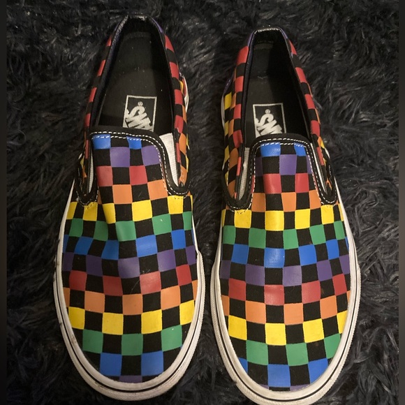 Vans | Shoes | Rainbow Checkerboard Vans | Poshmark